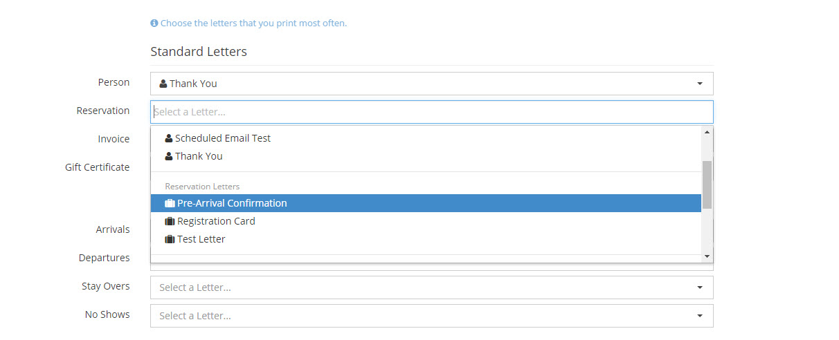 Setting Your Default Letters